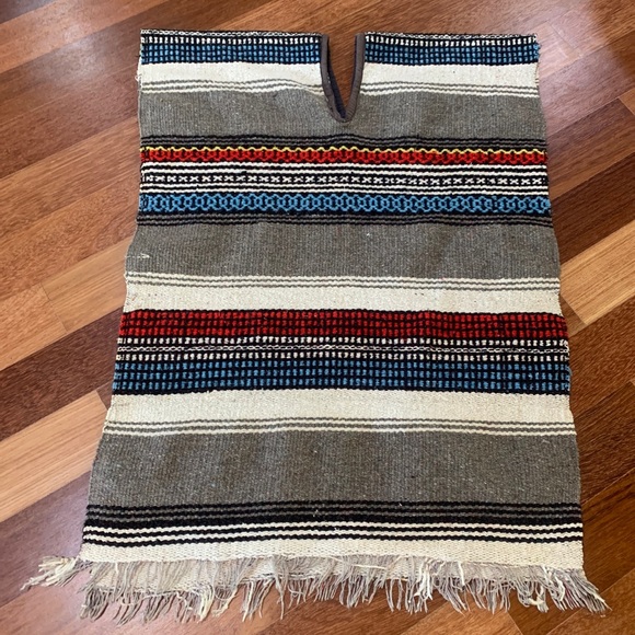 Sweaters | Vtg 7s Baja Poncho Mexican Blanket Serape Biker Hippie ...